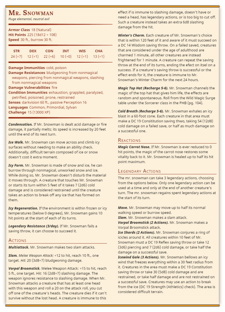 Tales of Winter Horrors – The Snowman Who Walks! – Death By Mage